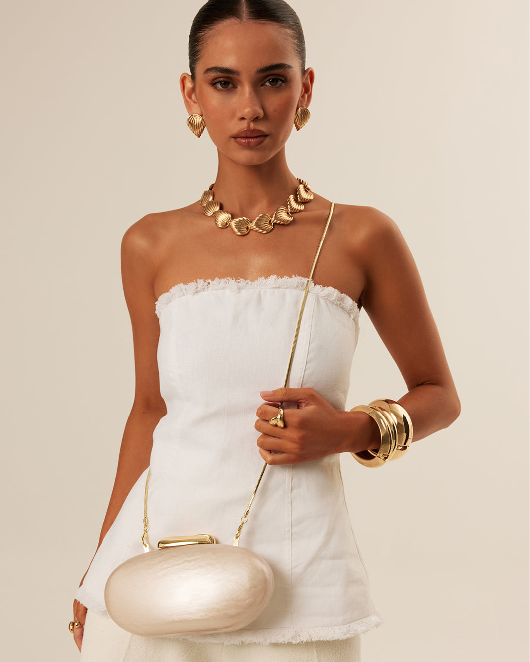 AMINA CLUTCH BAG - IVORY - Handbags - Billini