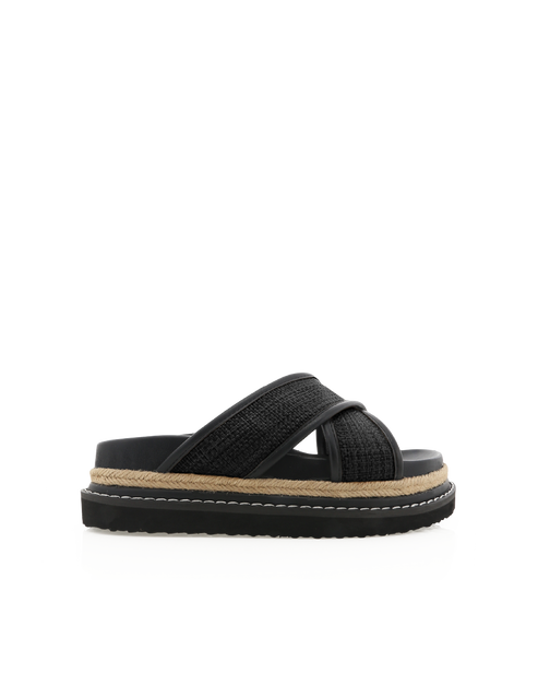 AYSHA - BLACK RAFFIA - Sandals - Billini