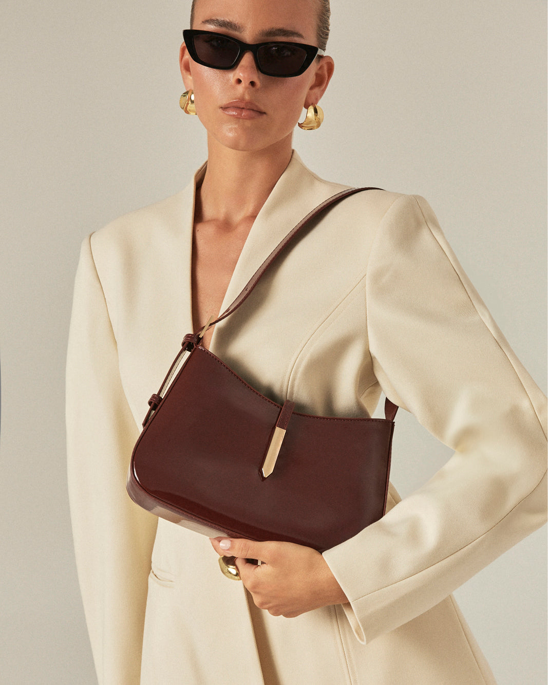 BERGMAN SHOULDER BAG - DARK CHERRY PATENT - Handbags - Billini