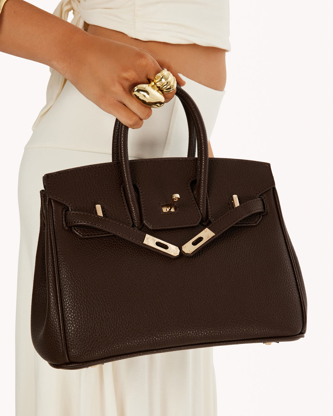 HAMPTON HANDLE BAG - CHOCOLATE PEBBLE - Handbags - Billini